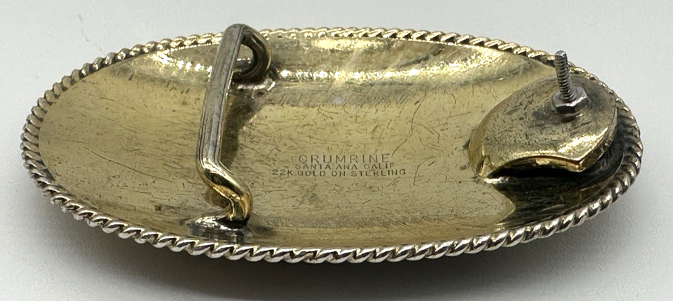 Vintage Crumrine 22k Gold On Sterling Silver Cowboy Boot Belt Buckle ...