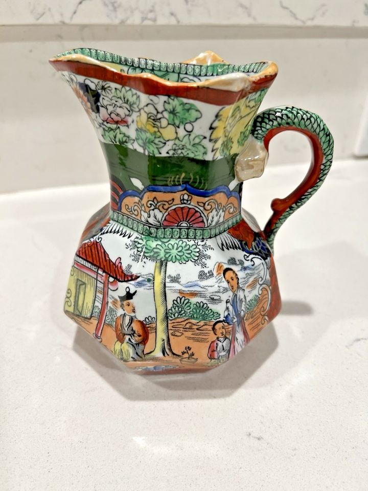 Mason's England Mandarin Pattern Pitcher OLD Victorian Asian Serpent ...