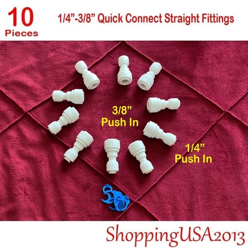 10 X 1/4-3/8 Quick Connect Straight Fitting Connection Push In Water ...