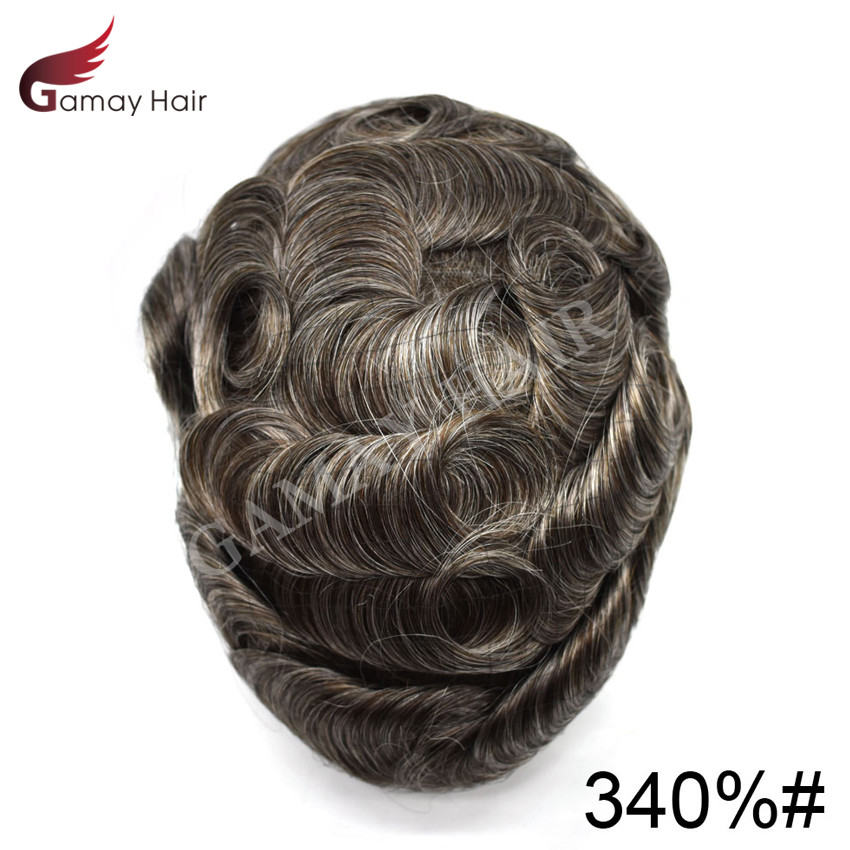 Mens Toupee Full Poly Hairpiece All Skin PU Human Hair Replacement ...