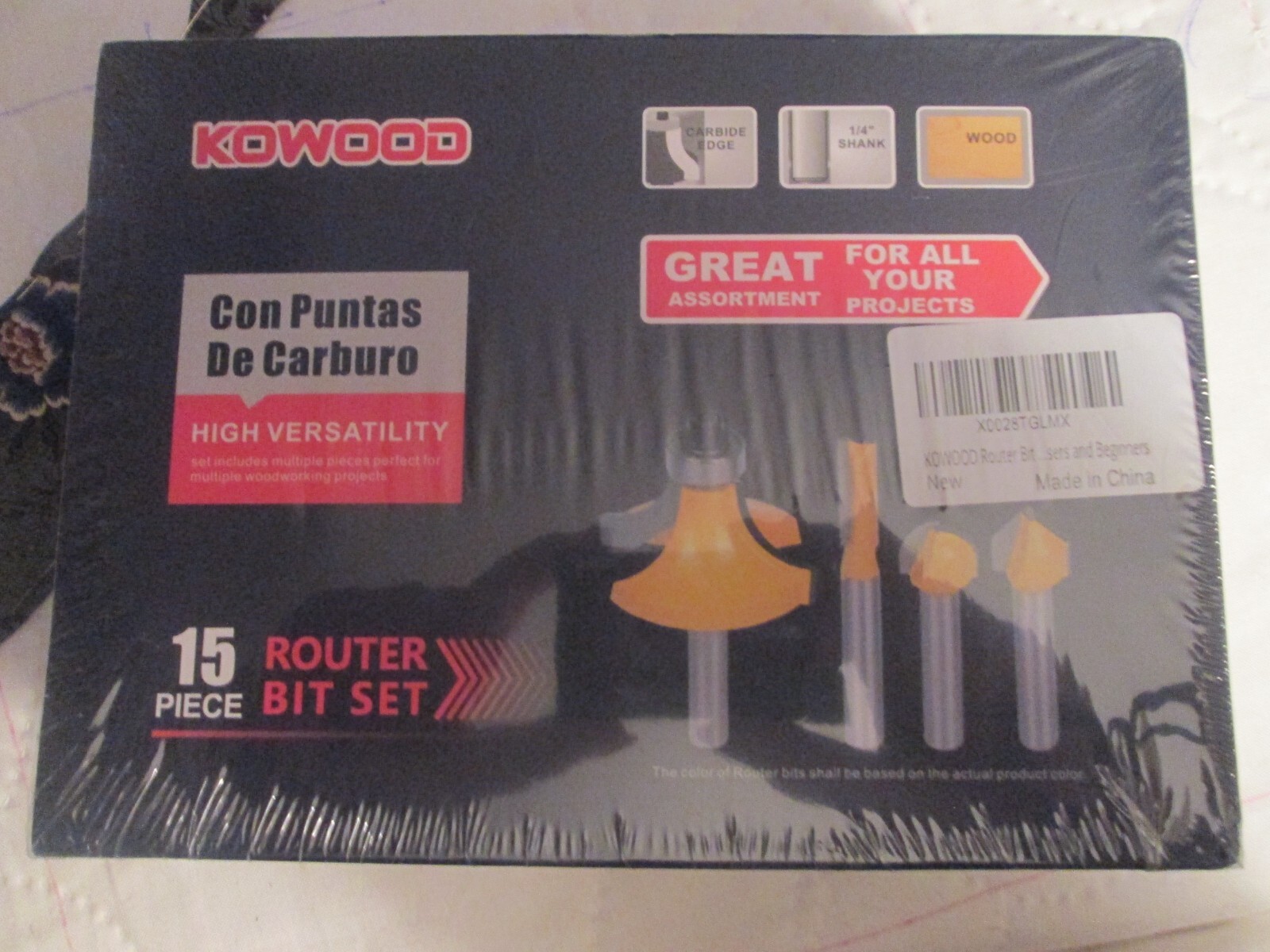 New 15 pc Router Bit Set, Carbide, 1/4" Shank for Woodwork | eBay