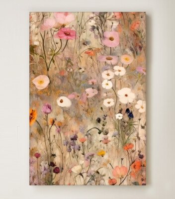 Wildflower Field Print Framed Canvas Wall Art Picture Living Room ...