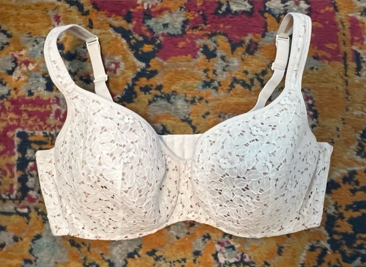 Cacique Bra Womens 44DD Underwired White Floral Lace … - Gem