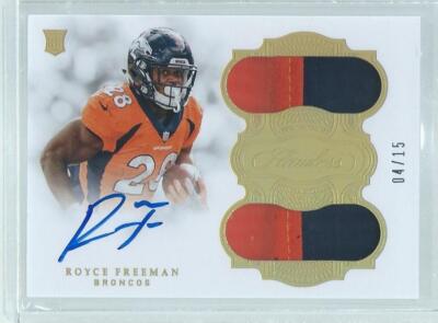 ROYCE FREEMAN 2018 PANINI FLAWLESS DUAL 2 COLOR PATCH ON CARD AUTO RC # ...