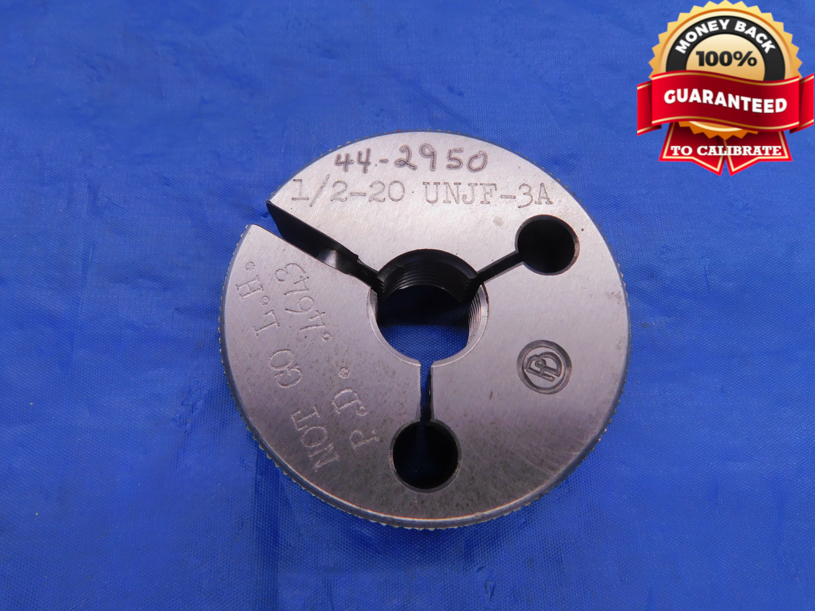 1/2 20 UNJF 3A LEFT HAND THREAD RING GAGE .5 NO GO ONLY P.D. = .4643 L ...