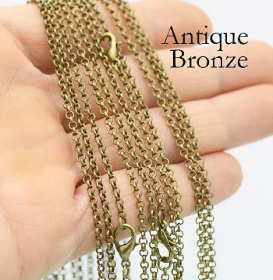 18-30" inches Assorted Colours Rolo Curb Chain Necklace Various Sizes ...