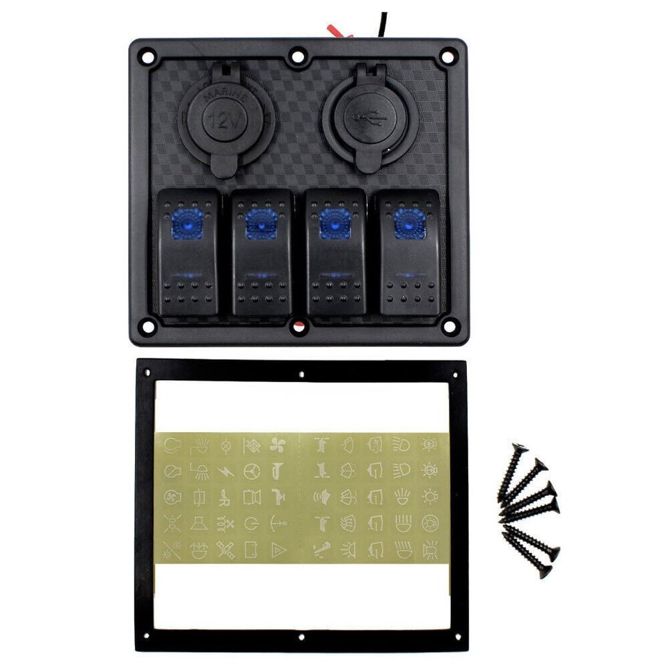 4 Gang LED Switching Panel Car Bus Boat Switch Switchboard Voltmeter ...