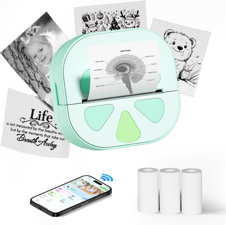 Mini Bluetooth Sticker Printer - Portable Inkless Sticker Maker for DIY ...