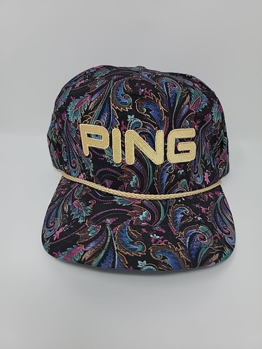 Ping Golf Vintage Rope Strap Back Hat Floral Paisley All Over Vintage ...