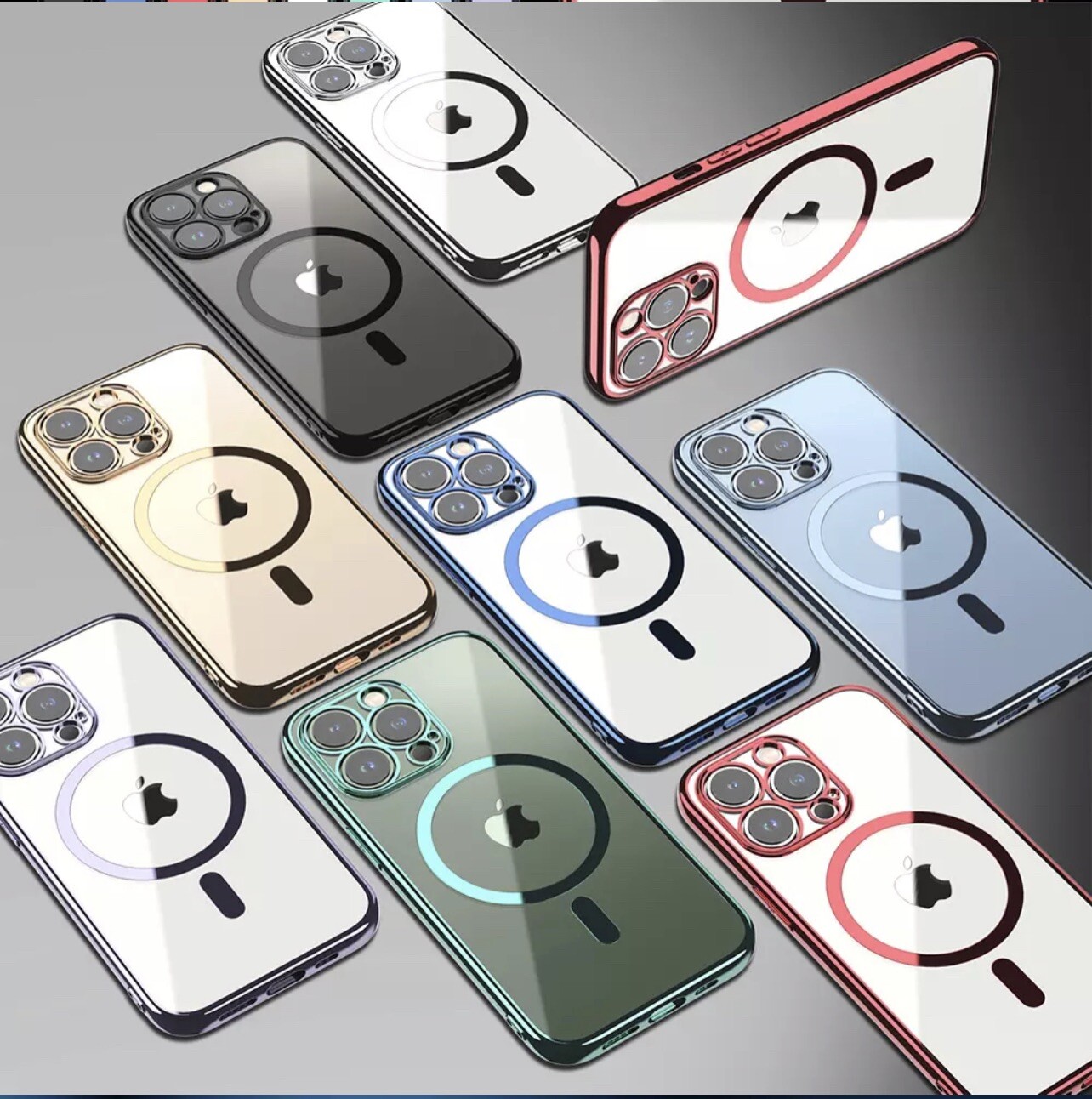 iPhone 13 Pro Max Luxury Electroplating Chrome Frame Bumper Clear Back ...