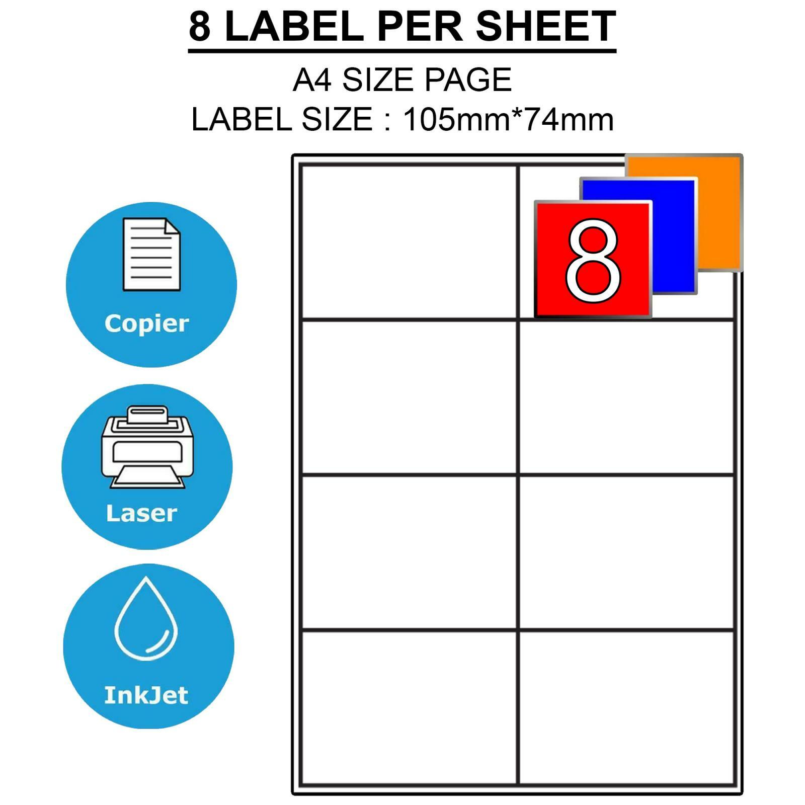Address Labels White A4 Sheets Sticky Self Adhesive for Inkjet / Laser ...