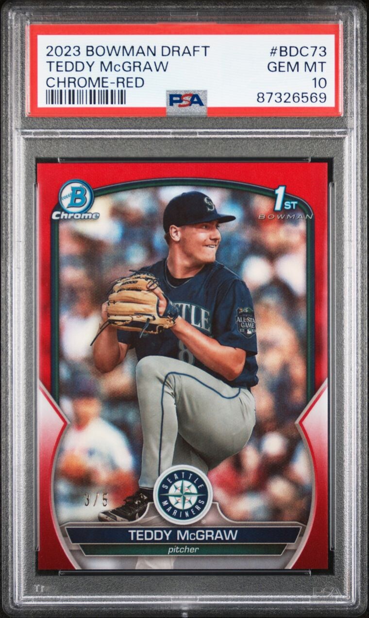 2023 Bowman Chrome Draft Red 1st Refractor Teddy McGraw 3/5 PSA 10 GEM ...