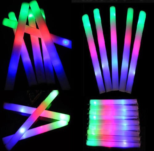 Party Glowz Multicolor LED Batons Foam Stick - Light-Up Glow Stick for ...
