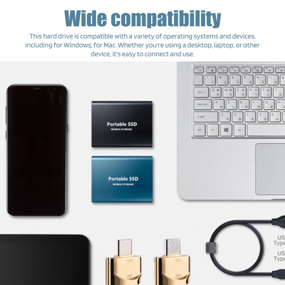 Compact 1T/2T/4TB USB 3.0 External Hard Drive Plug Play Portable for ...