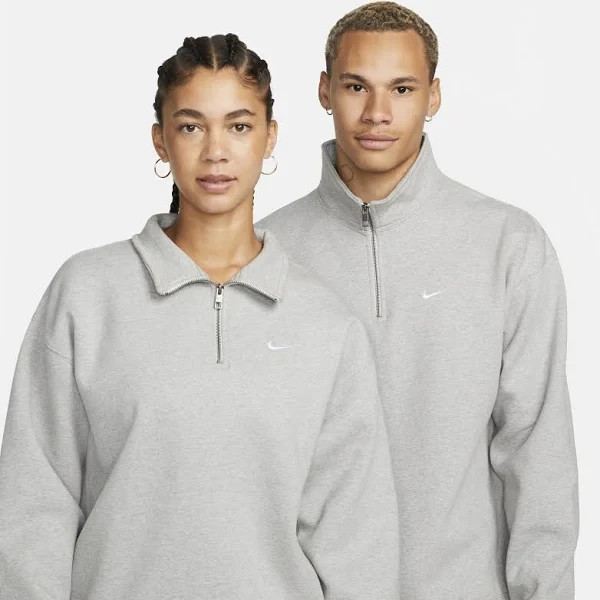 Nike Sportswear Solo Swoosh 1/4 Zip Fleece Top Gray Small DQ5209-063 ...