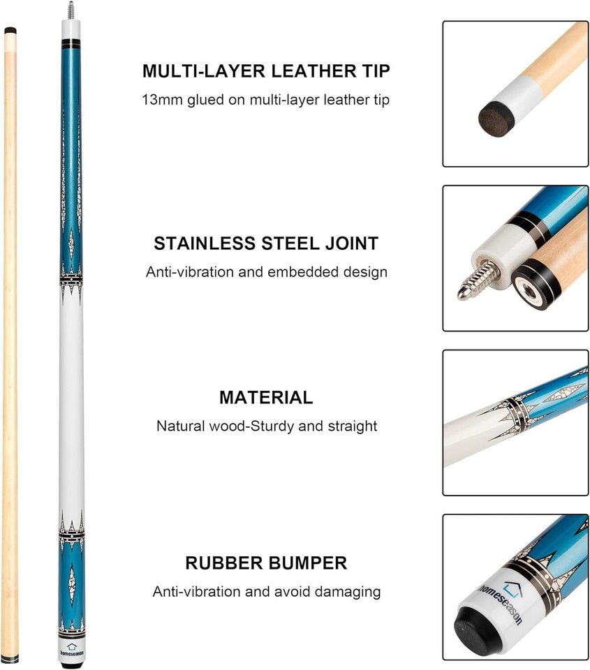 Pool Cues 58 inch Pool Cue Stick Fiber Leather tip 4-Colors for ...