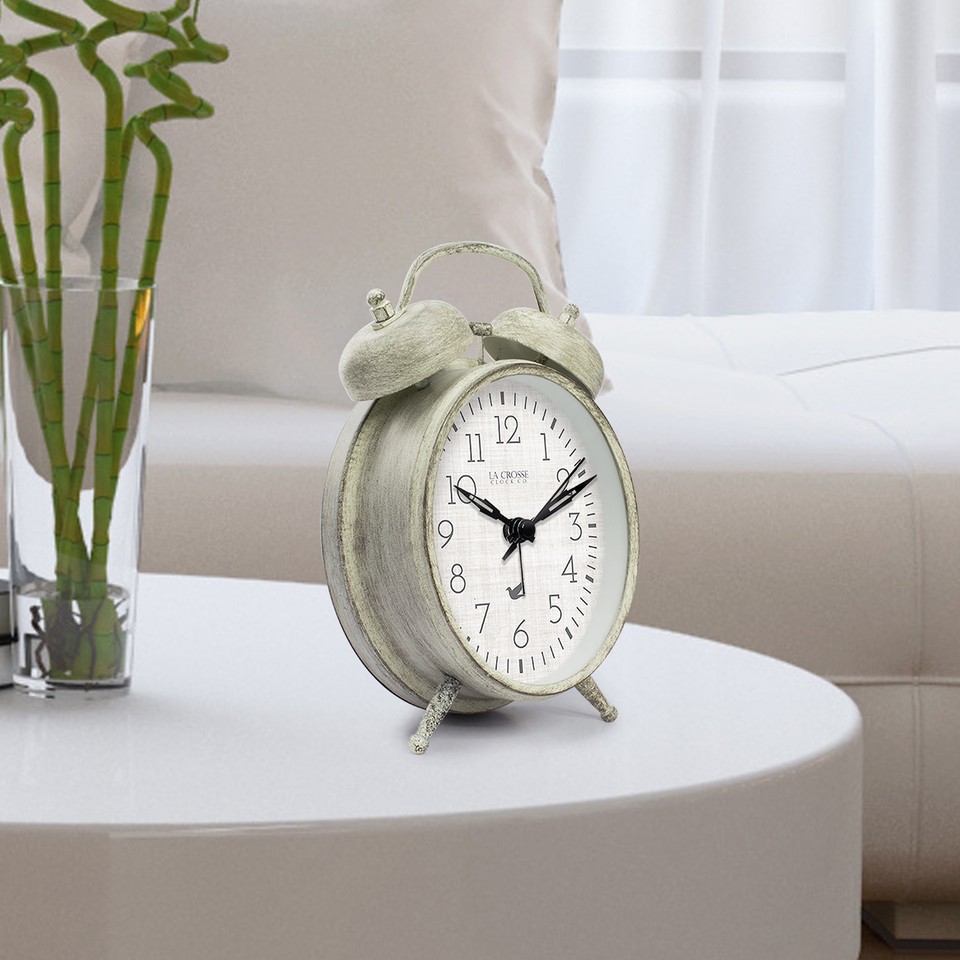 617-2916 La Crosse Clock Co. Battery Powered Twin Bell Analog Alarm Clock | eBay