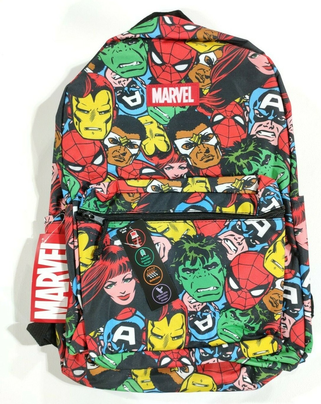 MARVEL Kids School Backpack SUPER HEROES 17" Travel Bag Laptop Sleeve ...