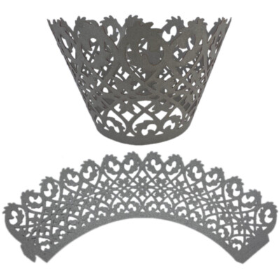 Silver Lace Cupcake Wrappers x12 Filigree Wedding Party Wraps Liners ...