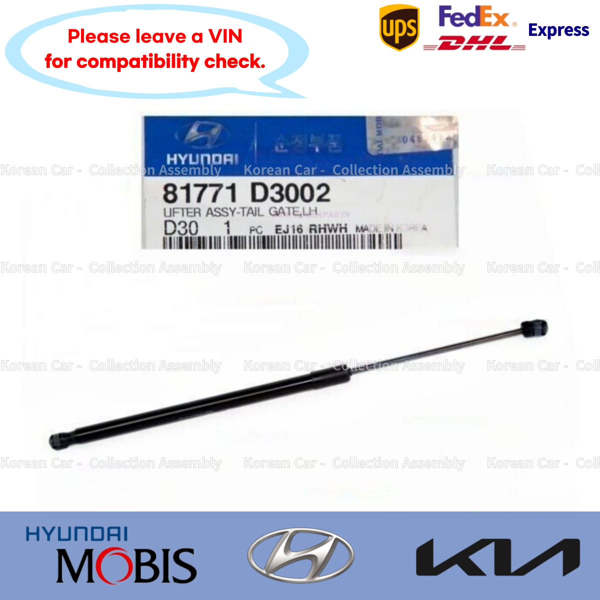 81771D3002 Genuine Left Lifter Tail Gate Assembly for Hyundai Tucson ...