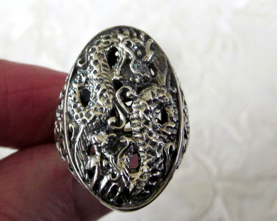 Double Dragon Ring / size 8 / 925 Sterling Silver, 11.5 grams | eBay