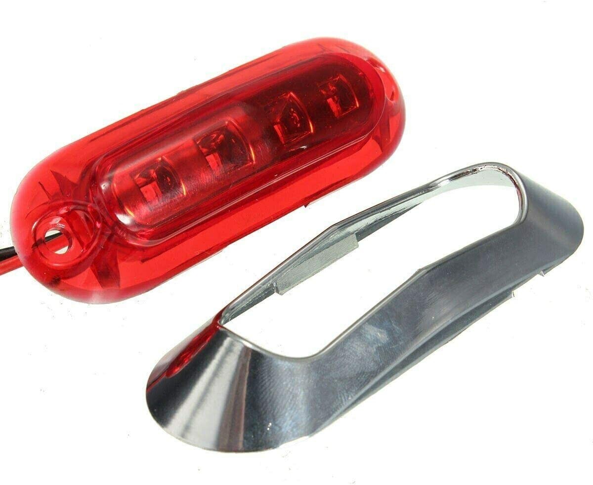 24V Led Red Rear Side Marker 3.5" Lights X4 Chrome Bezel Truck Trailer ...