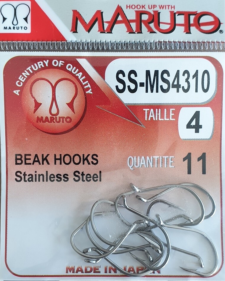 Hameçon pêche mer rivière Maruto inox SS-MS4310 taille N°4 pochette 11 ...