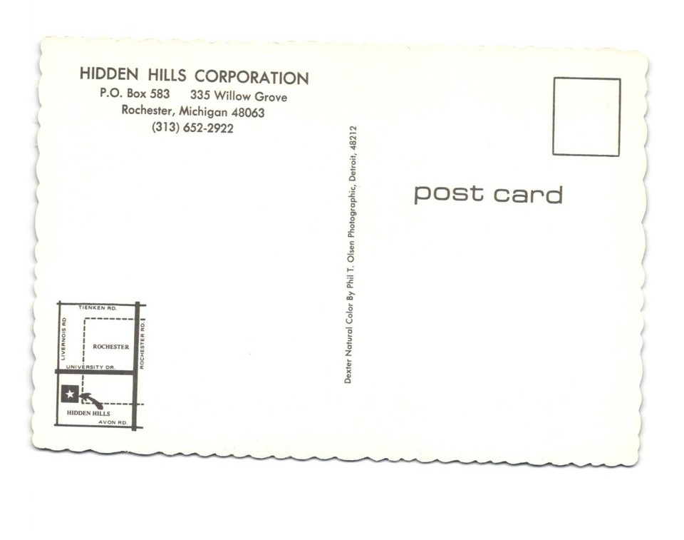 Hidden Hills Condominium Homes Rochester MI vintage postcard unposted ...