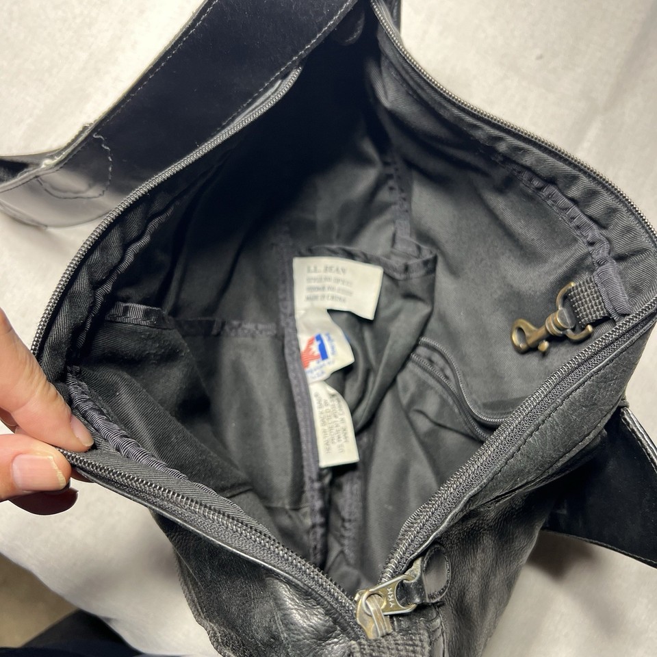 LL Bean Black Leather Healthy Back Ameribag Sling Backpack Crossbody ...