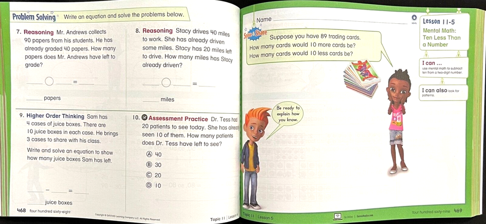1st Grade - enVision Math (SAVVAS) - STUDENT WORKBOOK (Vol. 2) (2020 ...