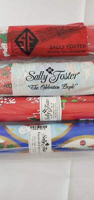 Lot of 4 rare rolls Sally Foster Wrapping Paper Christmas Cats ...