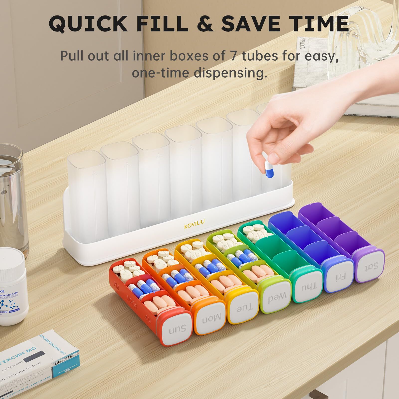 Weekly Pill Organizer 3X a Day, Detachable Pill Box 7 Day, Large 3 ...