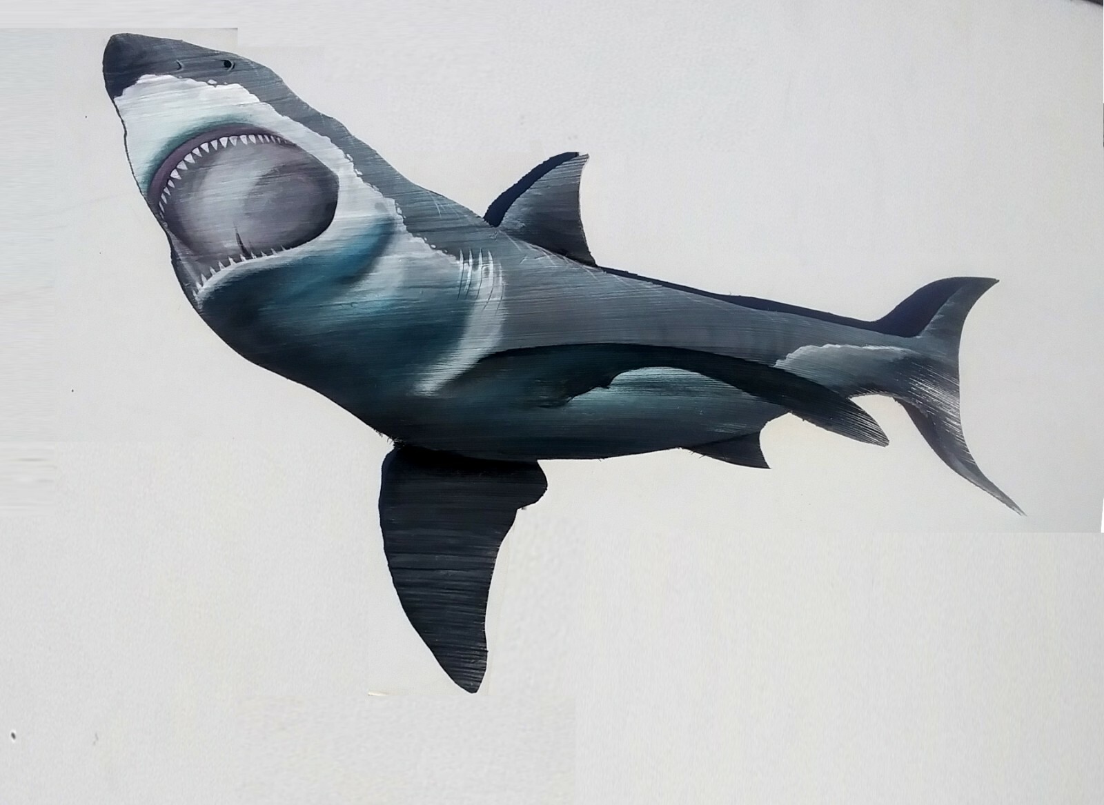 Great White shark painted Florida palm tree frond nautical marine life ...