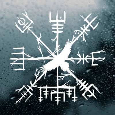 Viking Compass with Raven Vinyl Decal | Vegvisir Norse Protection ...