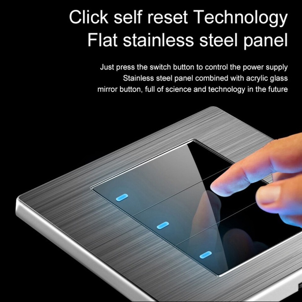 86mm Mirror Stainless Steel Switch Panel LED Wall Light Switch 1 2 3 ...