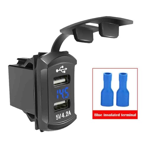 12V Dual Port USB Charger LED Socket Car Boat Voltmeter Rocker Switch ...
