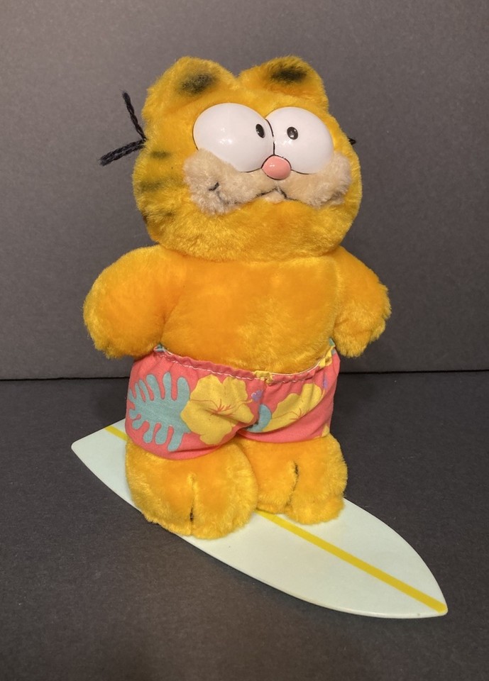Vintage GARFIELD Surfing Wave Rider Plush on Surfboard DAKIN | eBay