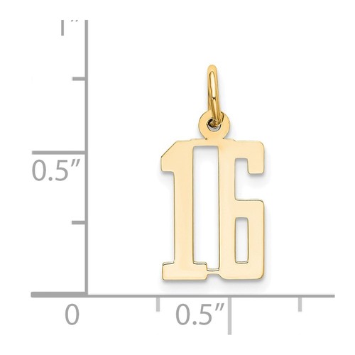 14k Yellow Gold Small Elongated Number 16 Charm Pendant | eBay