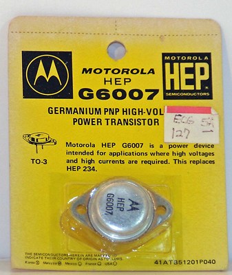 One (1) NOS Motorola HEP G6007 Germanium PNP High Voltage Power ...