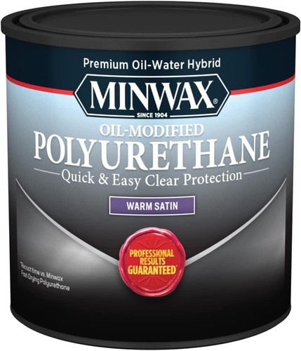 Minwax Water Based Oil Modified Polyurethane Clear Satin 1/2 Pint ...