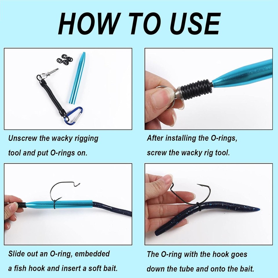 1pc Wacky Rig Tool with 100pcs Fishing O-Rings Wacky Worm Rigging Tool ...