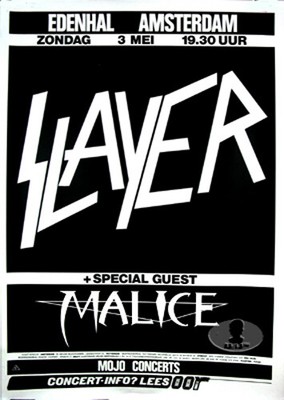 SLAYER 1987 EUROPE TOUR CONCERT POSTER w/ MALICE | eBay