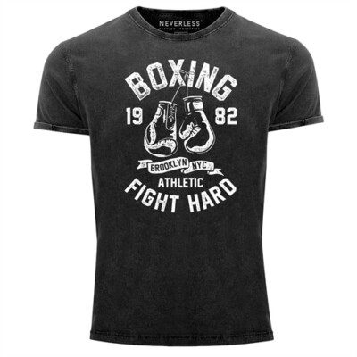 Herren Vintage Shirt boxen Boxing fight hard Brooklyn NYC Retro Motiv ...