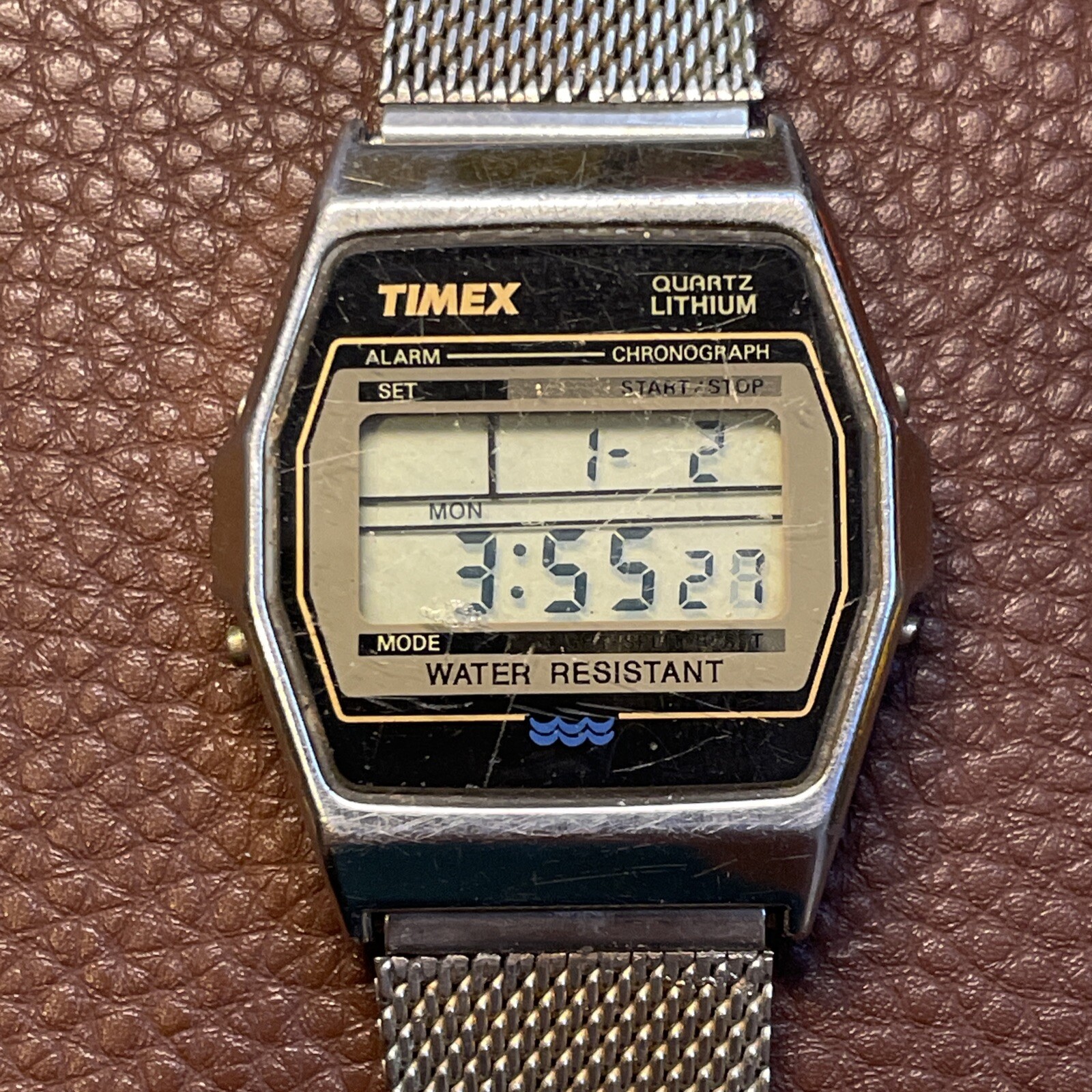 Vintage Timex Chrono Alarm Timer Digital Wristwatch Stainless Steel New ...