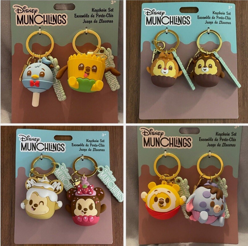 NEW Set of 8 Disney Munchlings Keychain Bag Tag Minnie Mickey Eeyore ...