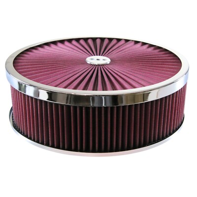 Superflow Red Chrome Air Filter Cleaner 14" x 4" Holley Edelbrock ...