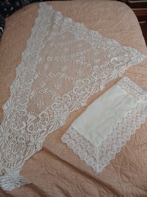 White Lace Scarf And Hankie. Wedding. Confirmation. 40x20. | eBay