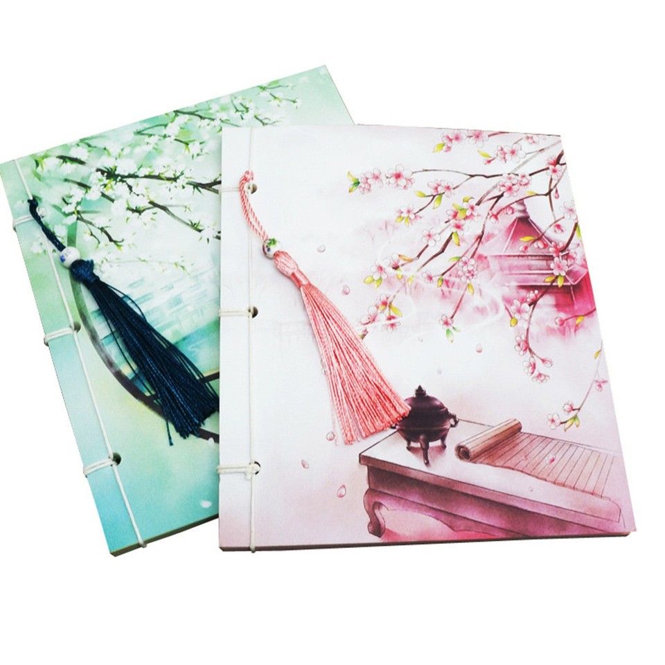 Retro Chinese Style 75-Sheet Ruled Notebook with Tassel, 6.9x5.9in ...