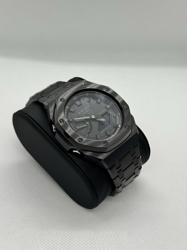 Custom Casioak GA2100 Mod Full Black Steel Watch All Black Core - 1 ...
