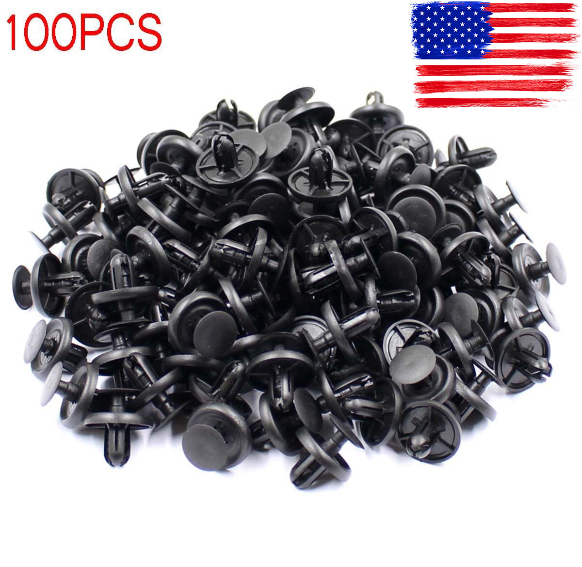 100 pcs 7mm Fender Push Clips Retainer Plastic Rivet Fastener For ...